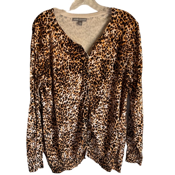 Jessica London | Sweaters | Jessica London Leopard Print Button ...